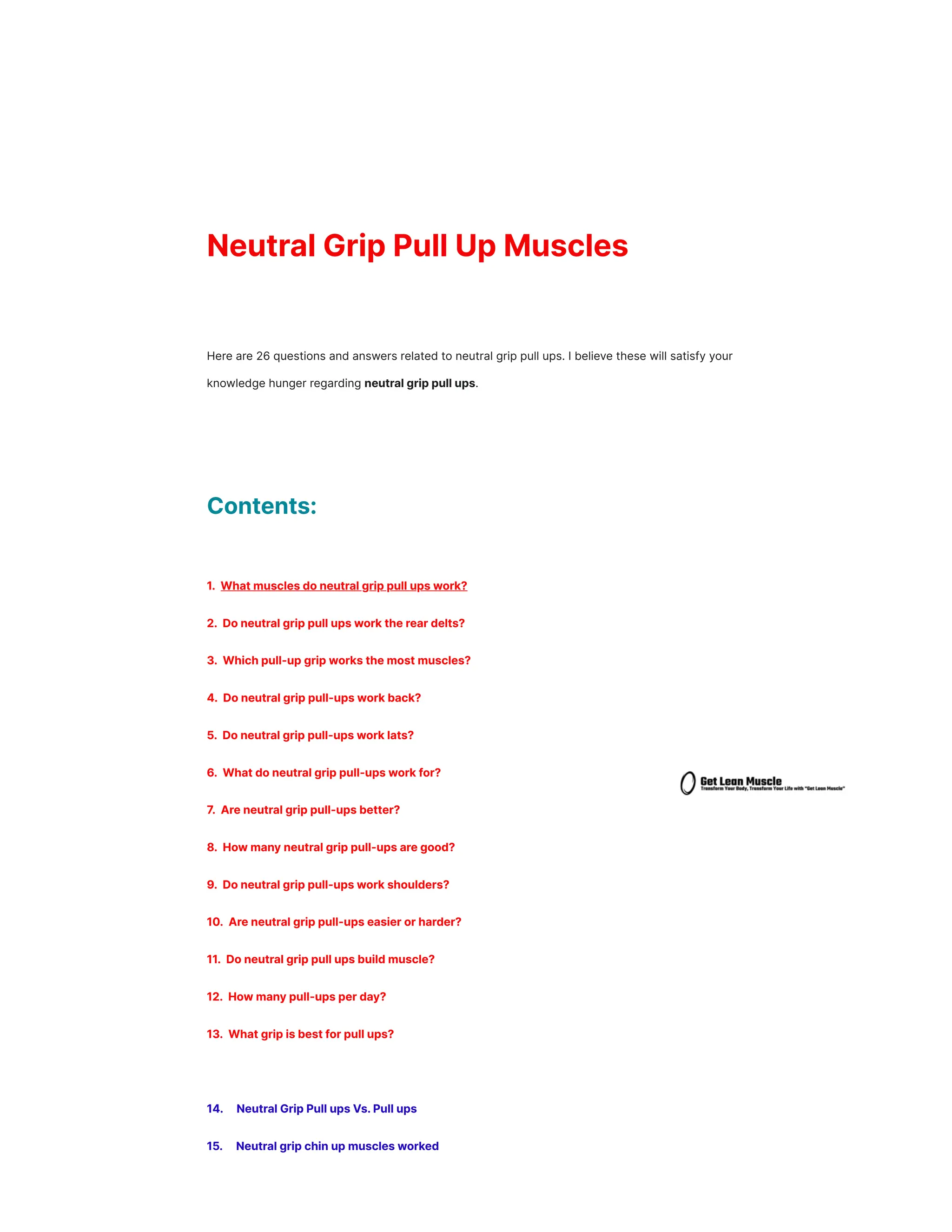 What muscles do neutral grip pull-ups work: Neutral grip pull up ...