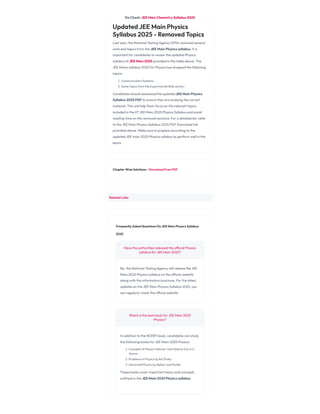 JEE Main Physics Syllabus 2025: Essential Topics, Weightage & How to ...