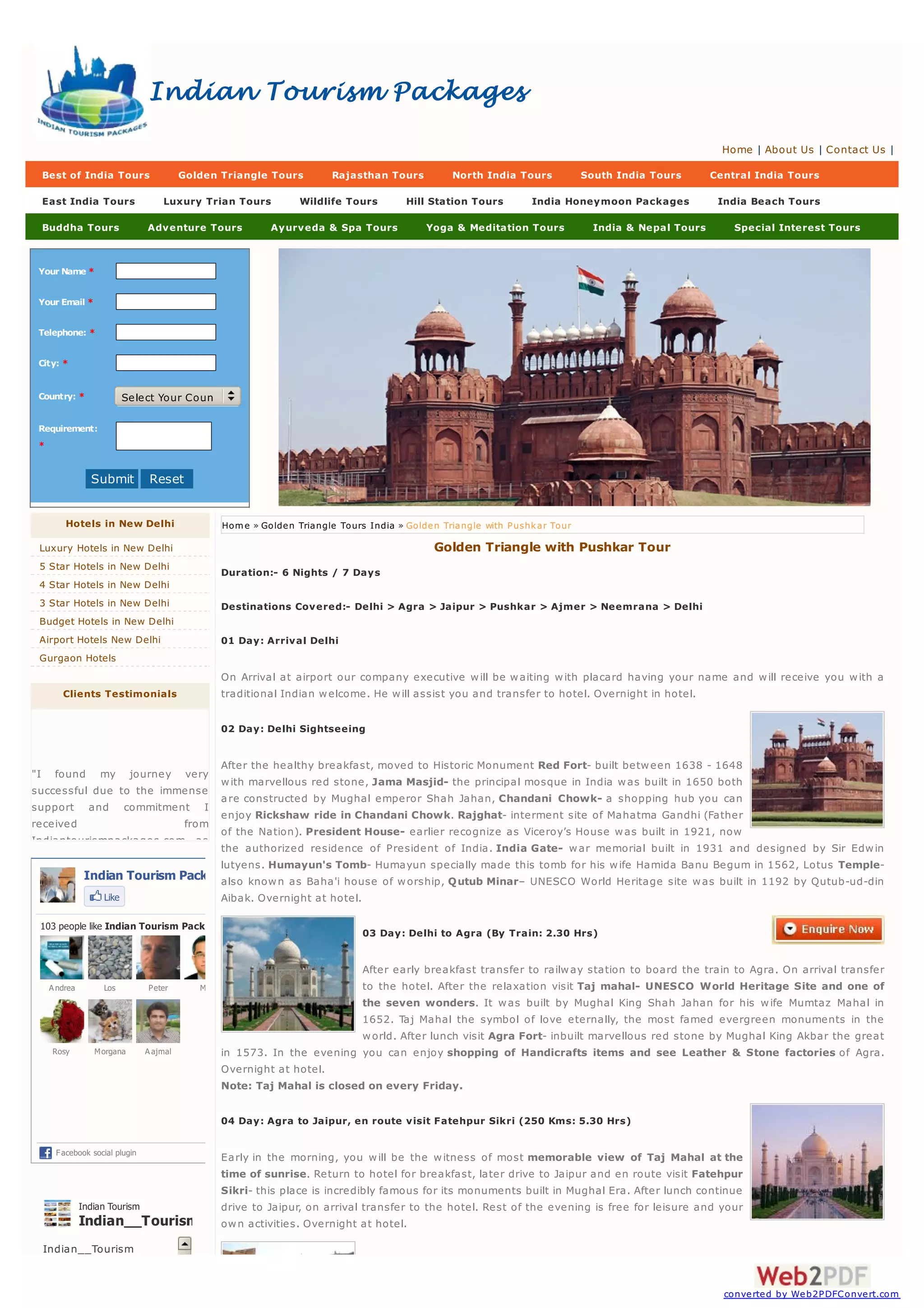 Golden Triangle with Pushkar Tour | PDF