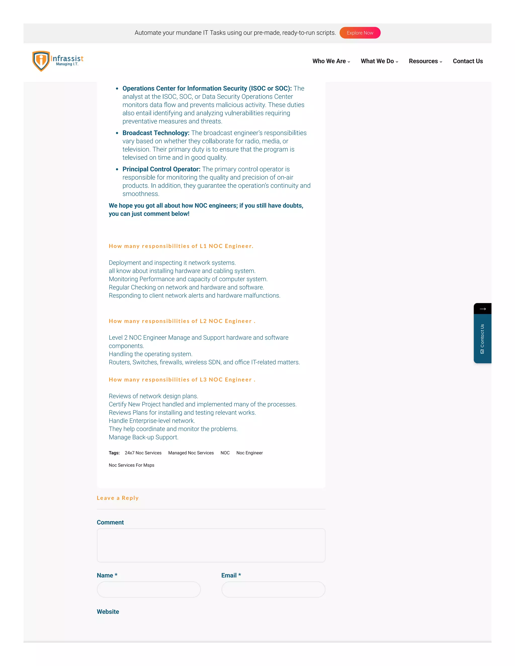 NOC Engineer Skills and Responsibilities to Be a NOC Expert | PDF