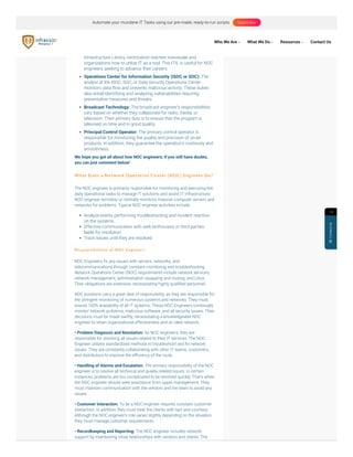 NOC Engineer Skills and Responsibilities to Be a NOC Expert | PDF