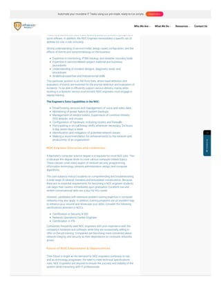 NOC Engineer Skills and Responsibilities to Be a NOC Expert | PDF