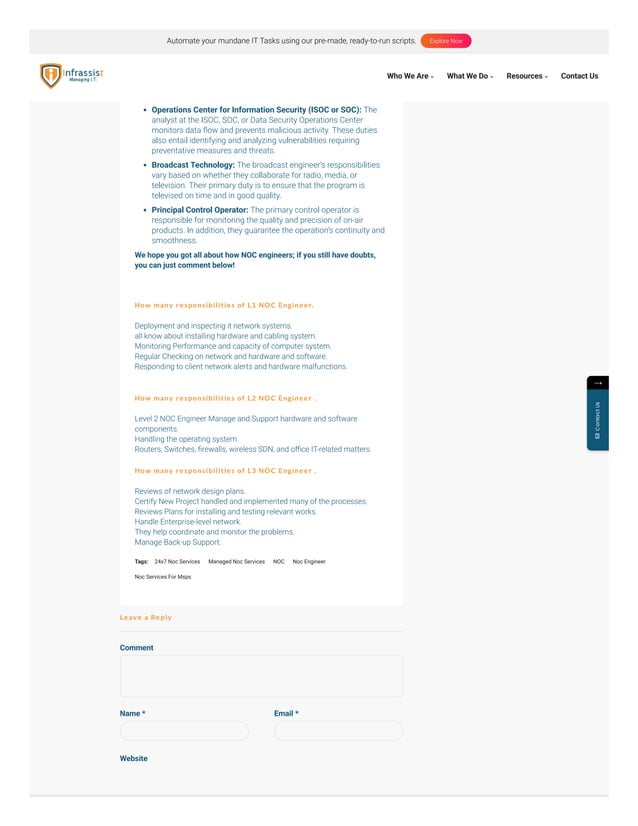 NOC Engineer Skills and Responsibilities to Be a NOC Expert | PDF