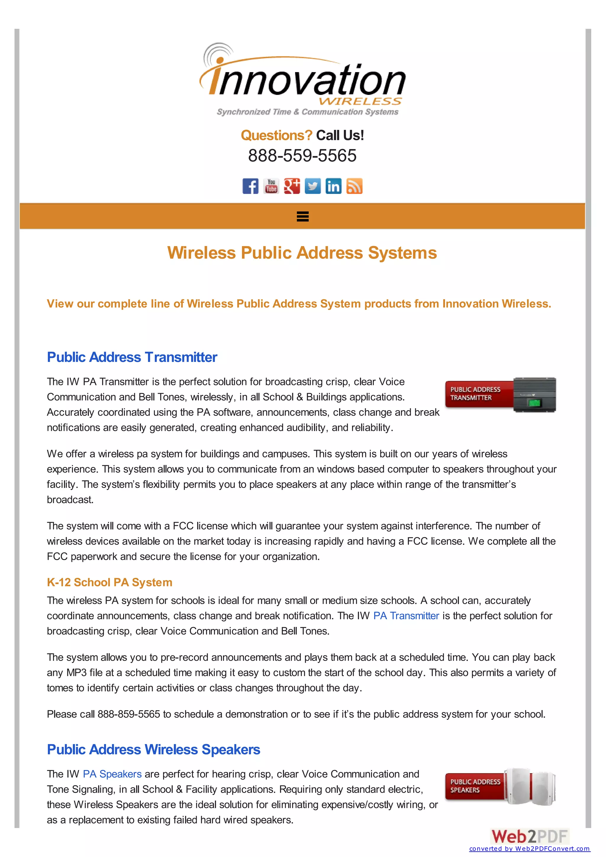 Wireless PA System | PDF