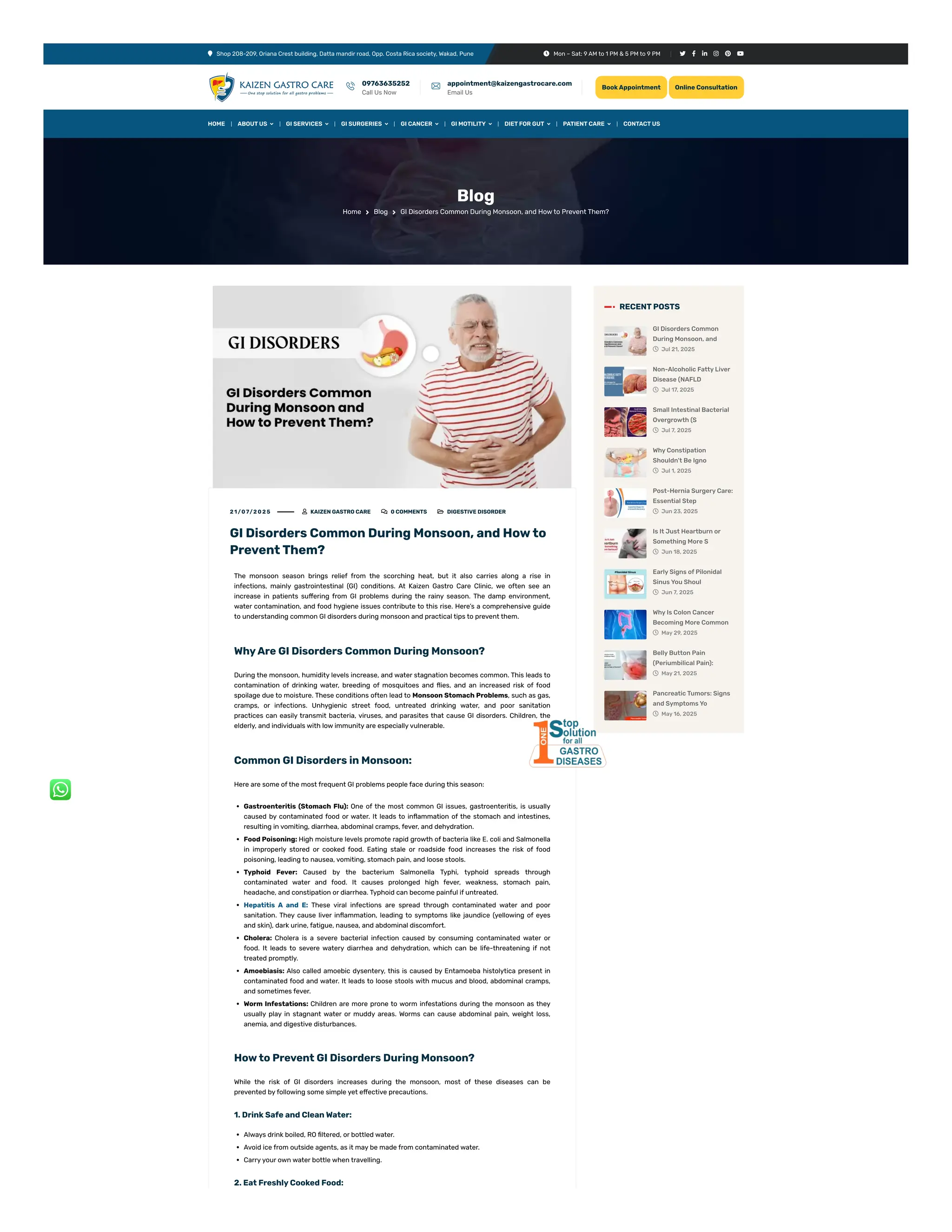 GI Disorders Common During Monsoon, and How to Prevent Them? | PDF