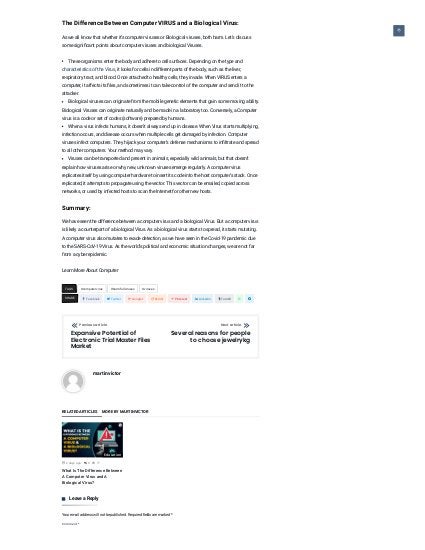 Difference Between a Computer VIRUS and a Biological virus? | PDF ...