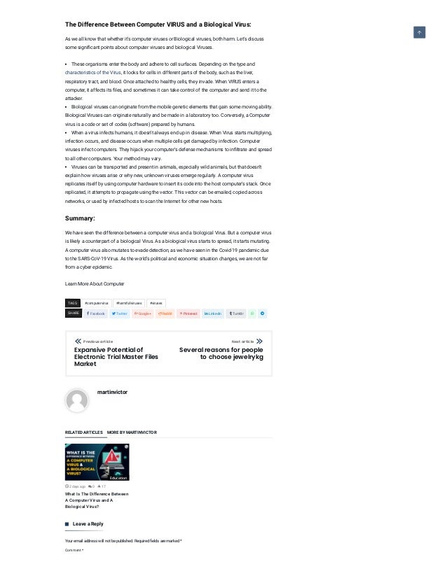 Difference Between a Computer VIRUS and a Biological virus? | PDF ...