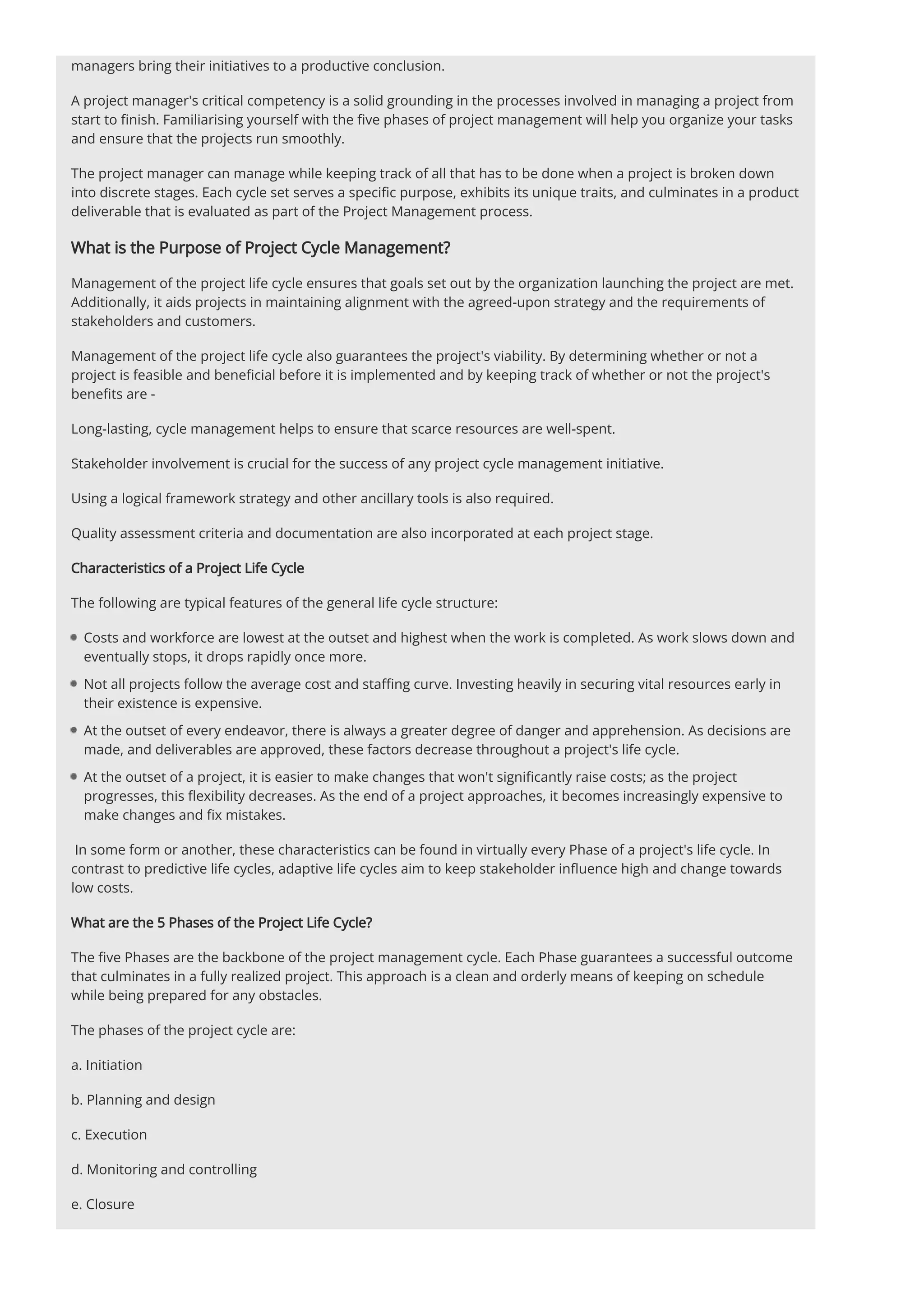 Understand the Project Cycle Management & Its Phases Introduction | PDF