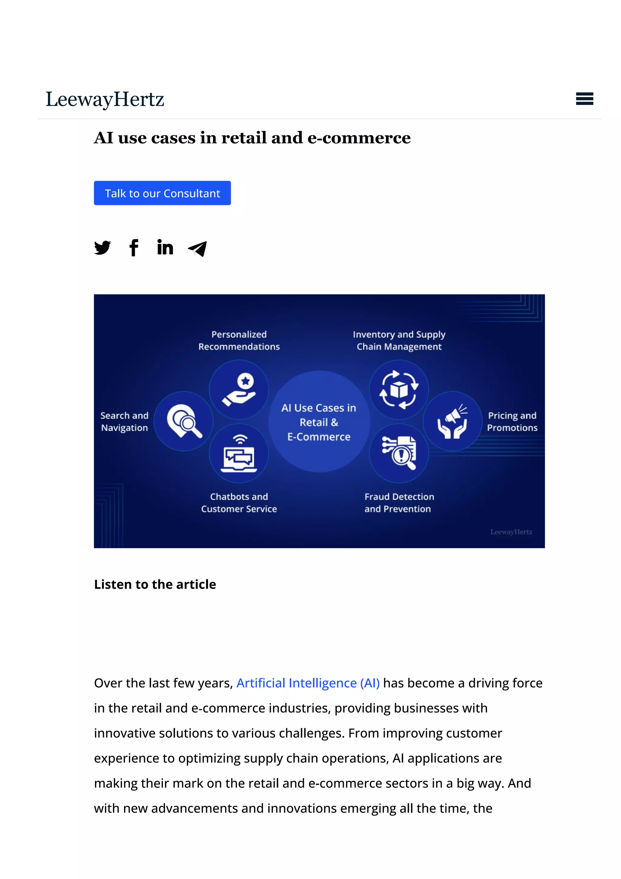 "AI use cases in retail and e‑commerce " | PDF