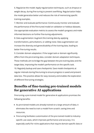 Fine-tuning Pre-Trained Models for Generative AI Applications | PDF
