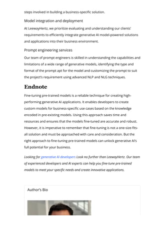 Fine-tuning Pre-Trained Models for Generative AI Applications | PDF