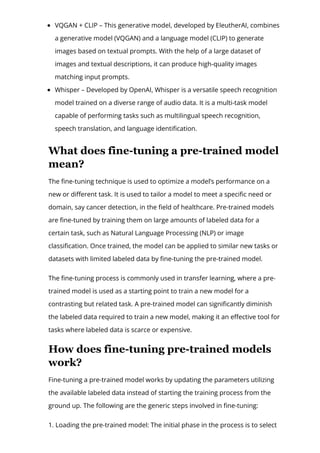 Fine-tuning Pre-Trained Models for Generative AI Applications | PDF