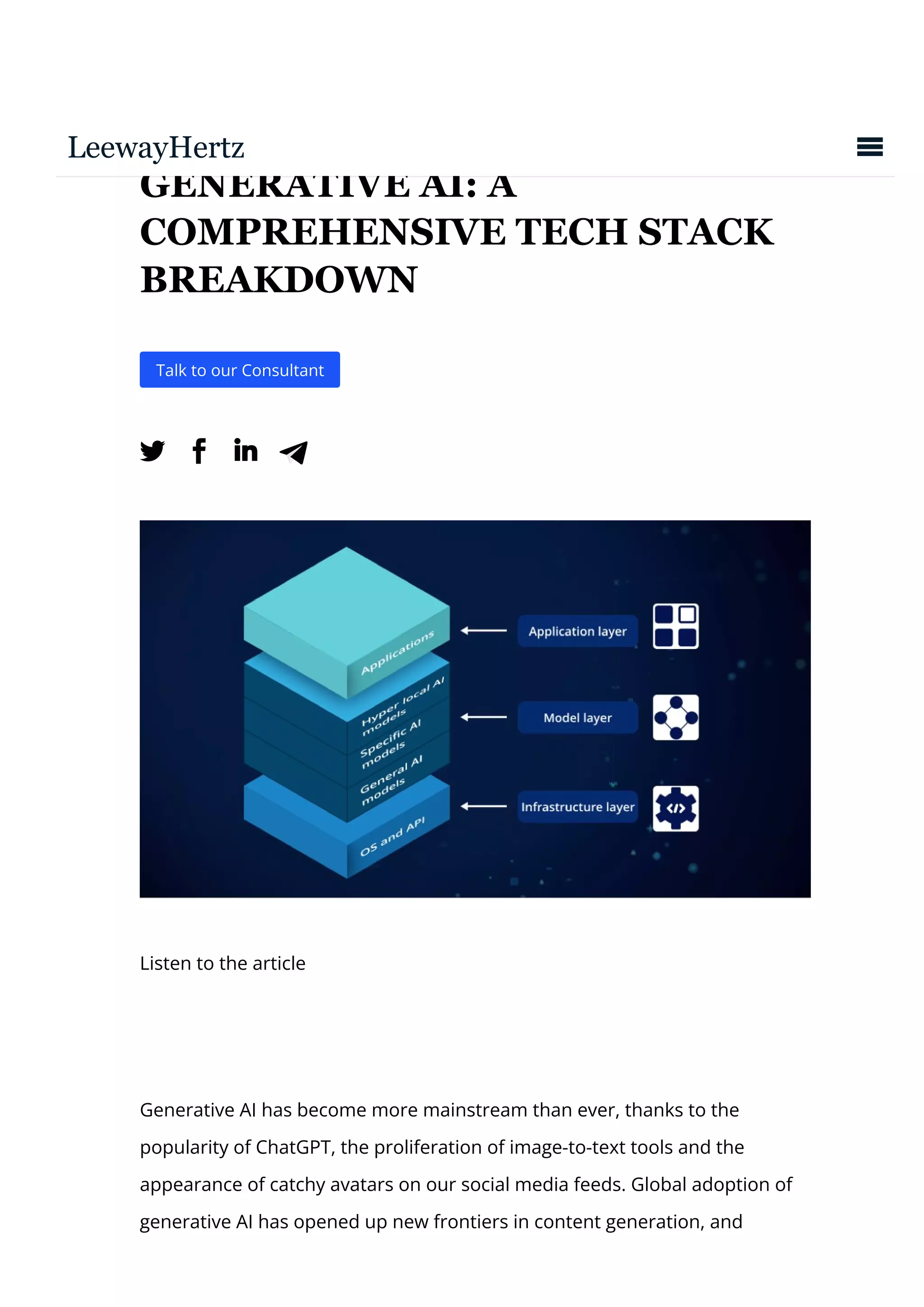 Generative AI: A Comprehensive Tech Stack Breakdown | PDF