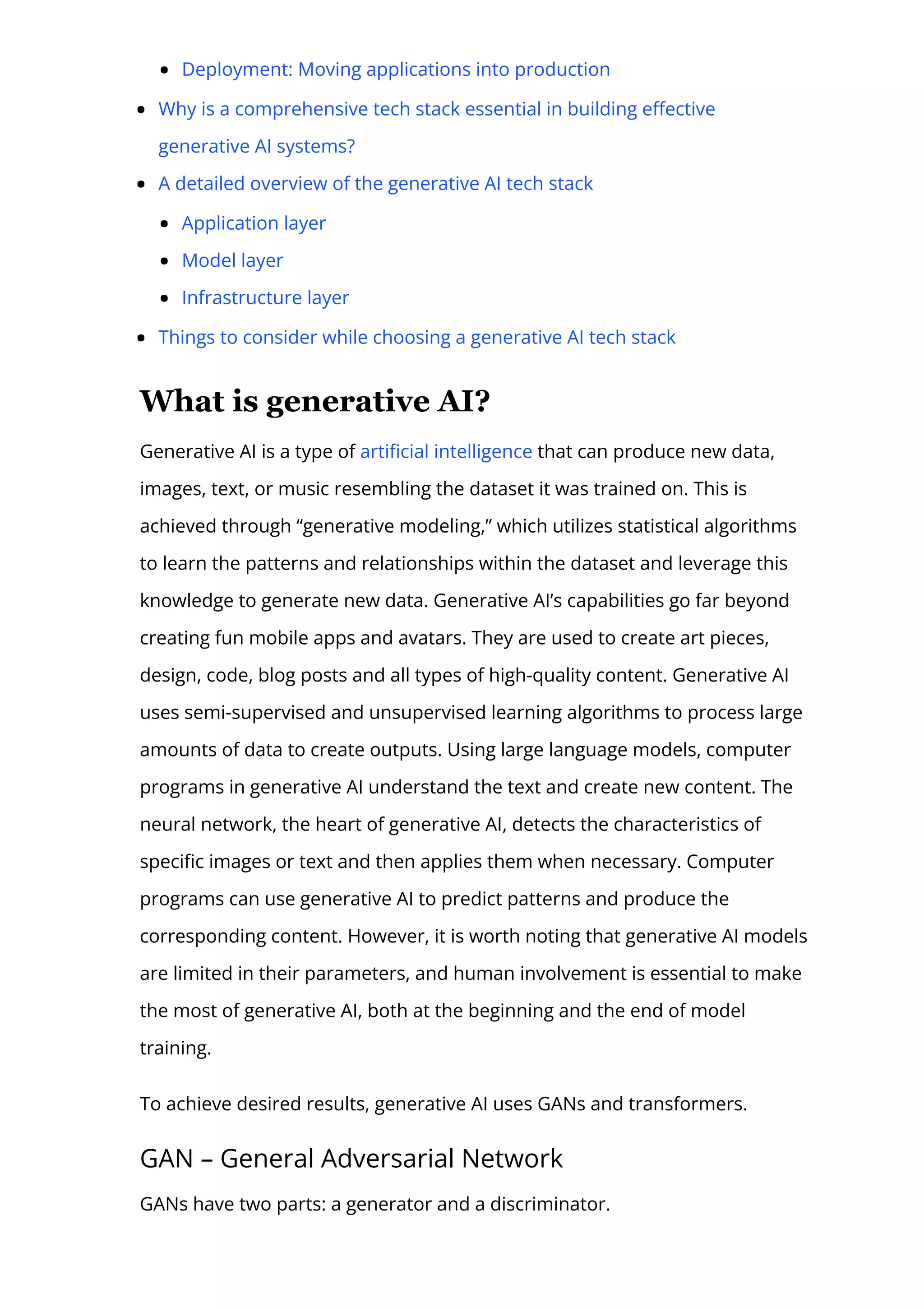 Generative AI: A Comprehensive Tech Stack Breakdown | PDF
