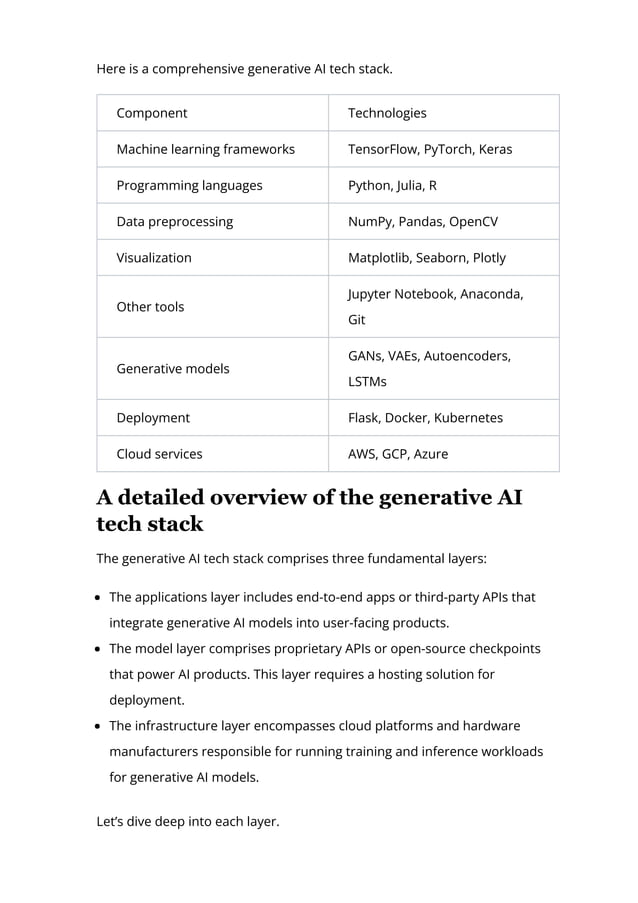 Generative AI: A Comprehensive Tech Stack Breakdown | PDF | Computing ...