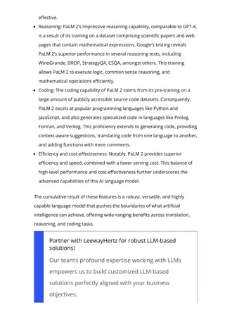 An overview of Google PaLM 2 | PDF