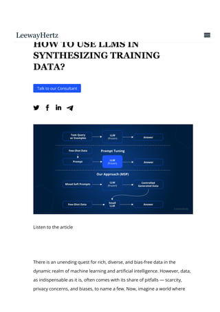 How to use LLMs in synthesizing training data? | PDF | Artificial ...