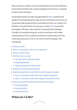 How to use LLMs in synthesizing training data? | PDF | Artificial ...