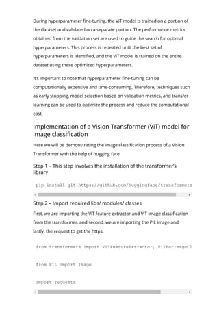 How is a Vision Transformer (ViT) model built and implemented? | PDF | Cameras and Camcorders ...