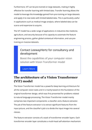 How is a Vision Transformer (ViT) model built and implemented? | PDF ...