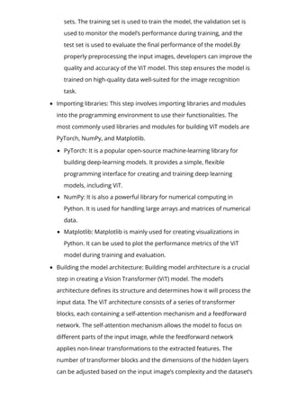 How is a Vision Transformer (ViT) model built and implemented? | PDF ...