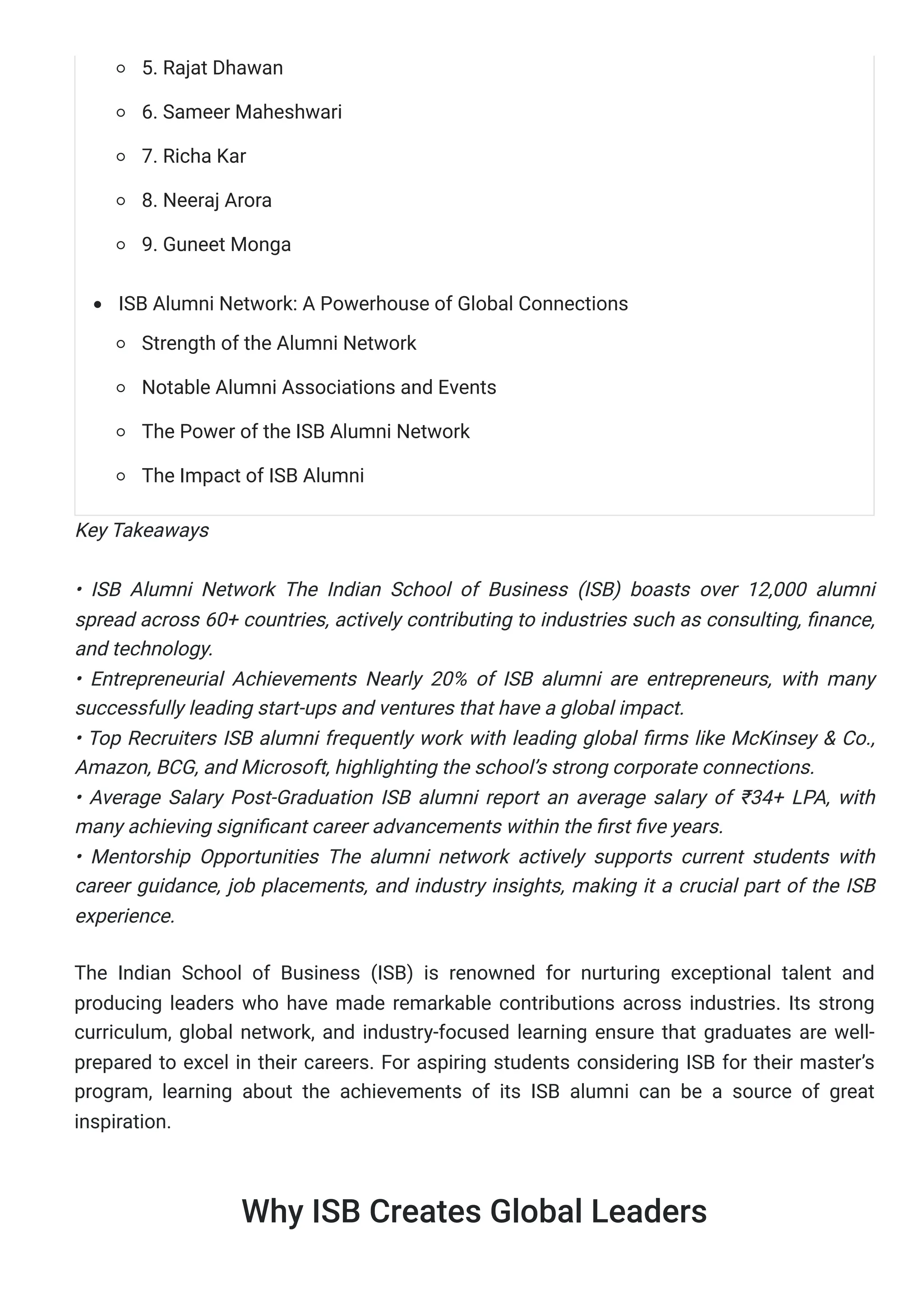 Notable ISB Alumni: Inspiring Leaders Across Industries | PDF