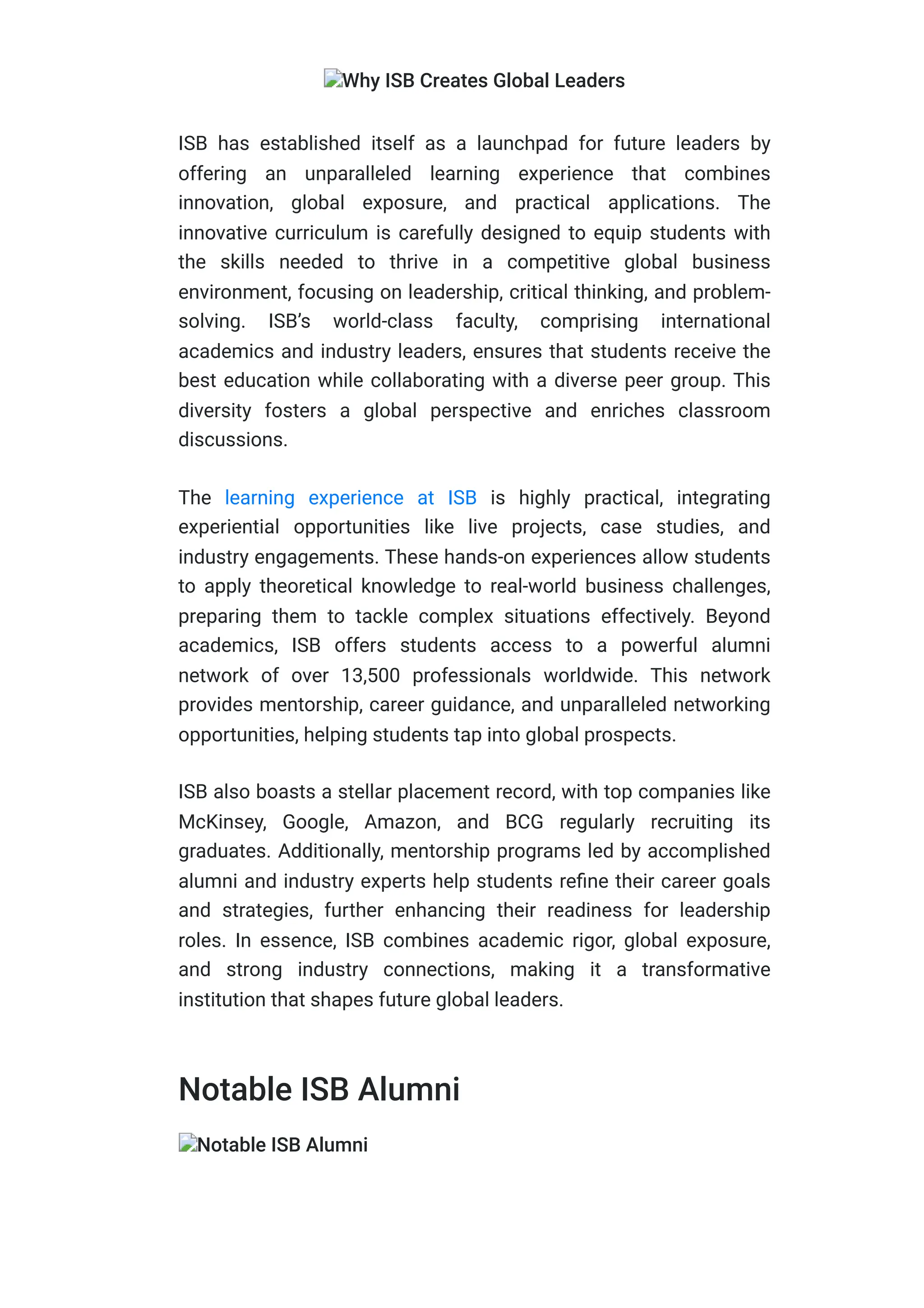 Notable ISB Alumni: Inspiring Leaders Across Industries | PDF