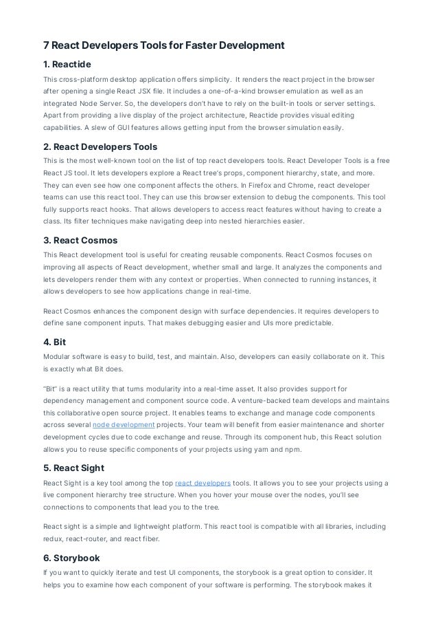 7 Tools To Make React Development Faster And More Efficient Pdf