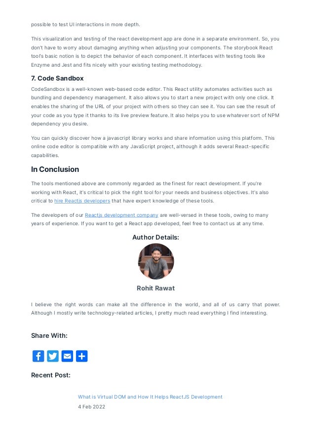 7 Tools To Make React Development Faster and More Efficient | PDF
