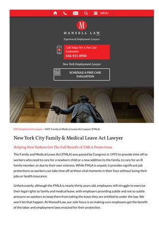 New York City Family & Medical Leave Act Lawyer: Protecting Your FMLA Rights | PDF