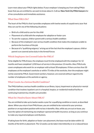 New York City Family & Medical Leave Act Lawyer: Protecting Your FMLA ...