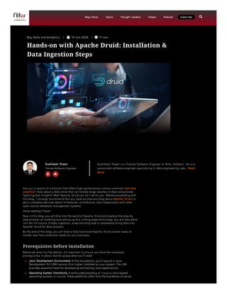 Hands-on with Apache Druid: Installation & Data Ingestion Steps | PDF