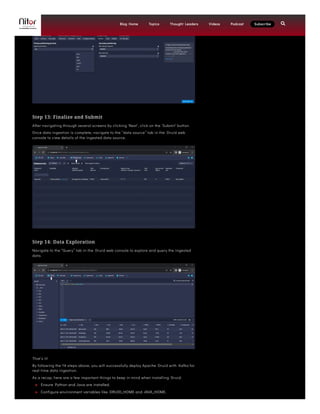 Hands-on with Apache Druid: Installation & Data Ingestion Steps | PDF