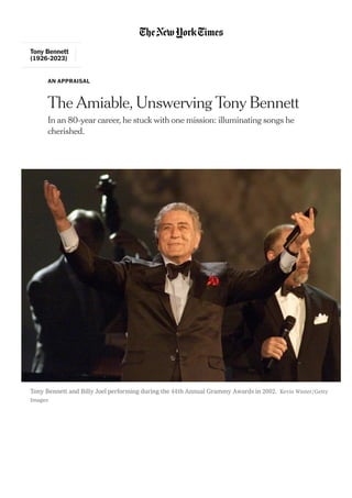 The Amiable, Unswerving Tony Bennett | PDF