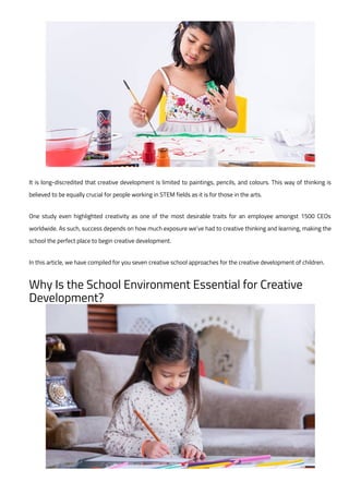 The Importance Of A Good School Environment For Creative Development | PDF