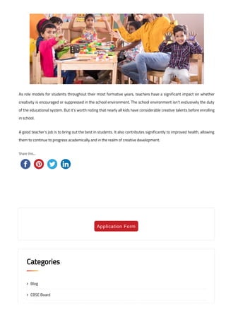 The Importance Of A Good School Environment For Creative Development | PDF