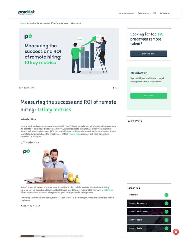 Remote Hiring ROI: 10 Key Metrics to Measure Success| Paidant | PDF Remote Hiring ROI: 10 Key Metrics to Measure Success| Paidant | PDF