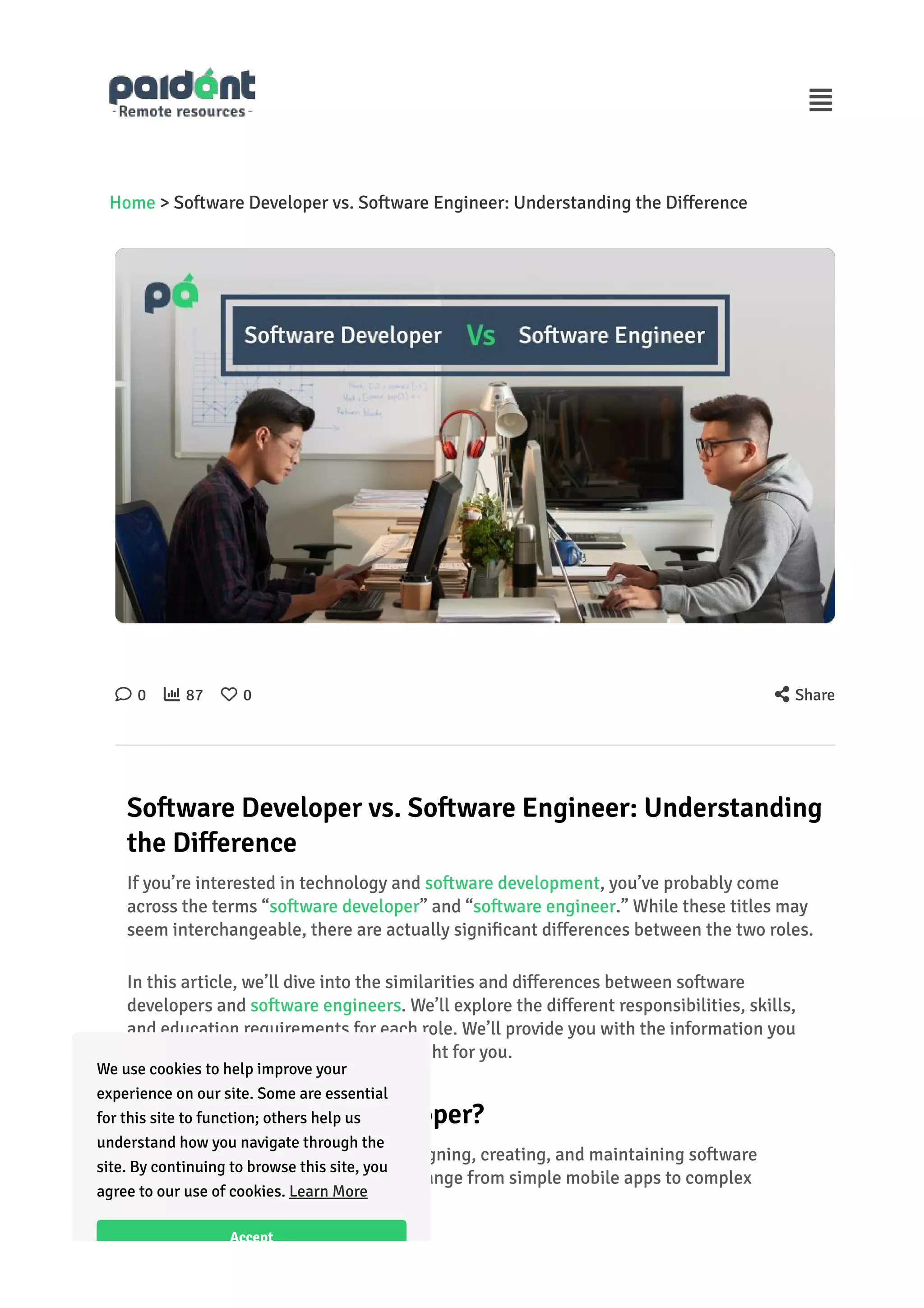 Software Developer vs. Software Engineer: Understanding the Difference | PDF