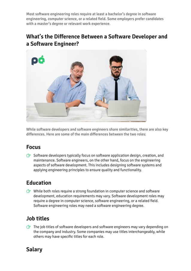 Software Developer vs. Software Engineer: Understanding the Difference | PDF