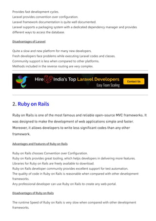 Top Web Development Frameworks Comparison: All You Need To Know | PDF