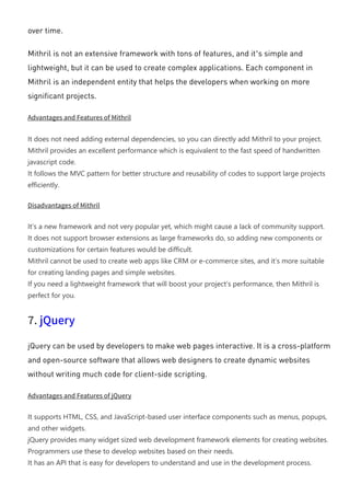 Top Web Development Frameworks Comparison: All You Need To Know | PDF