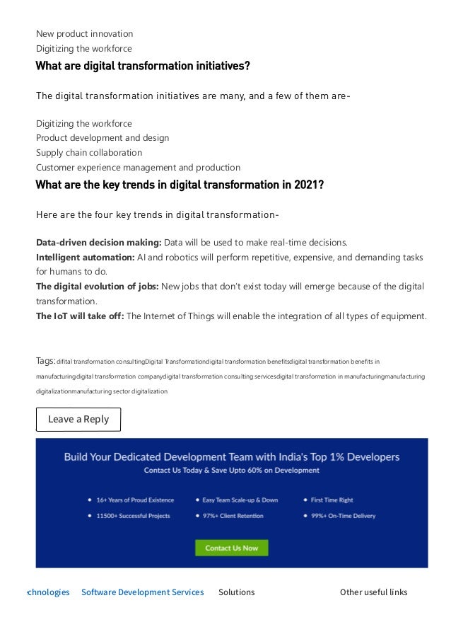 Digital Transformation in Manufacturing: Benefits and Trends | PDF