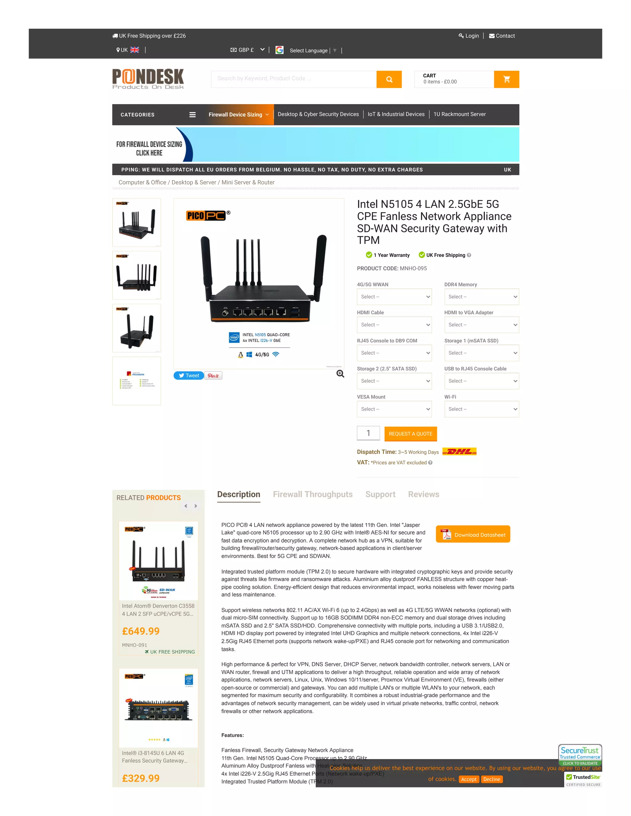 5G CPE Fanless Network Appliance SD-WAN MNHO-095 | PDF