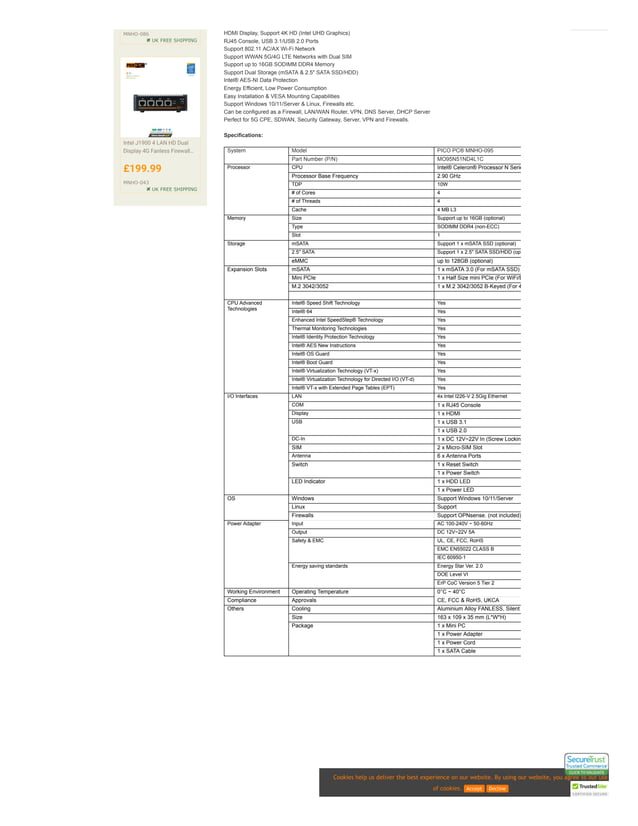 5G CPE Fanless Network Appliance SD-WAN MNHO-095 | PDF | Computing | Technology & Computing