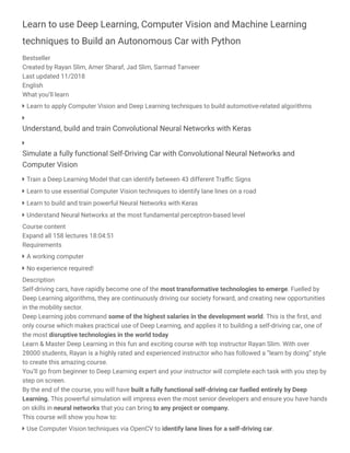 THE COMPLETE SELF-DRIVING CAR COURSE – APPLIED DEEP LEARNING | PDF