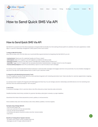How to Send Quick SMS Via API | Shree Tripada | PDF
