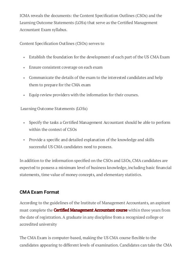 Structure of the US CMA Exam | PDF