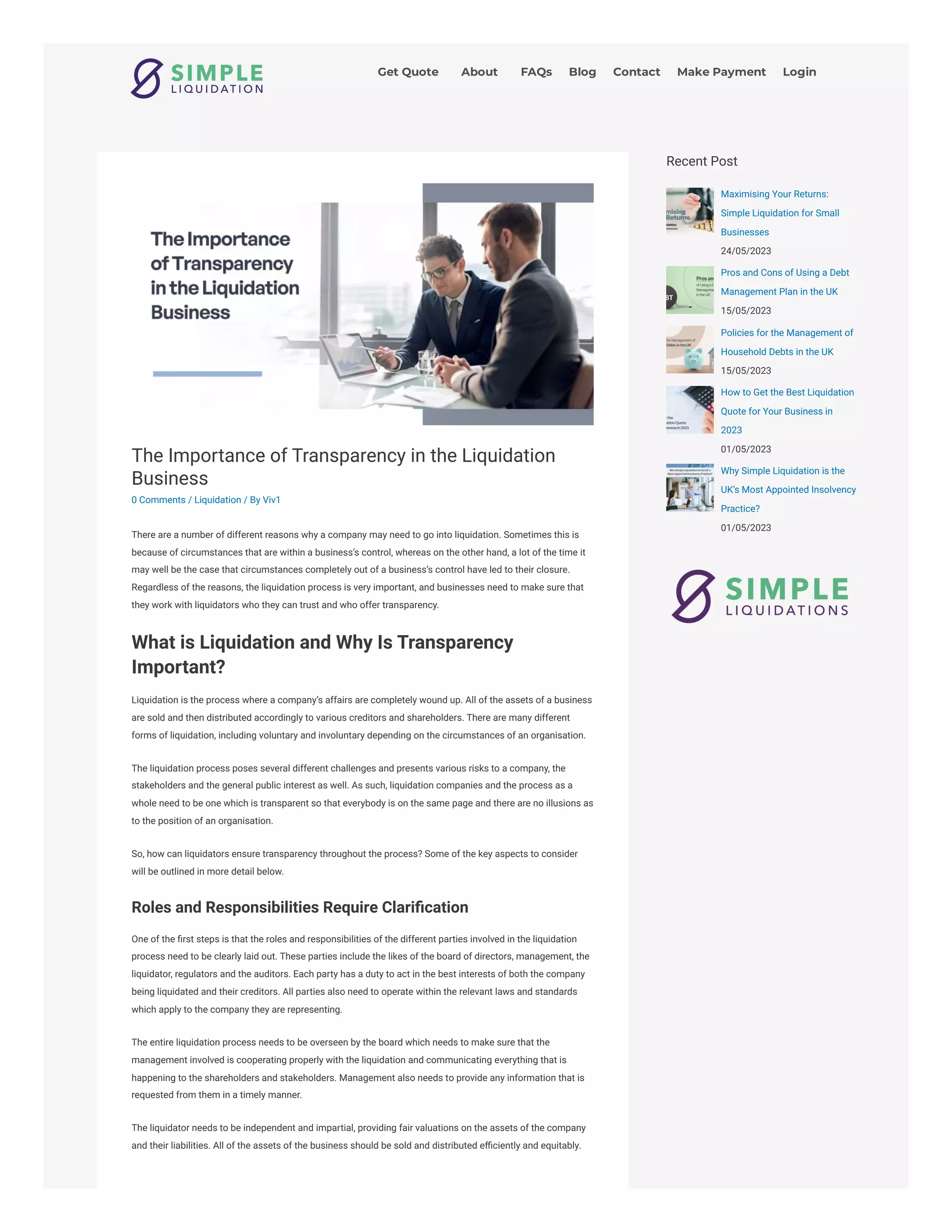 The Importance of Transparency in the Liquidation Business | PDF