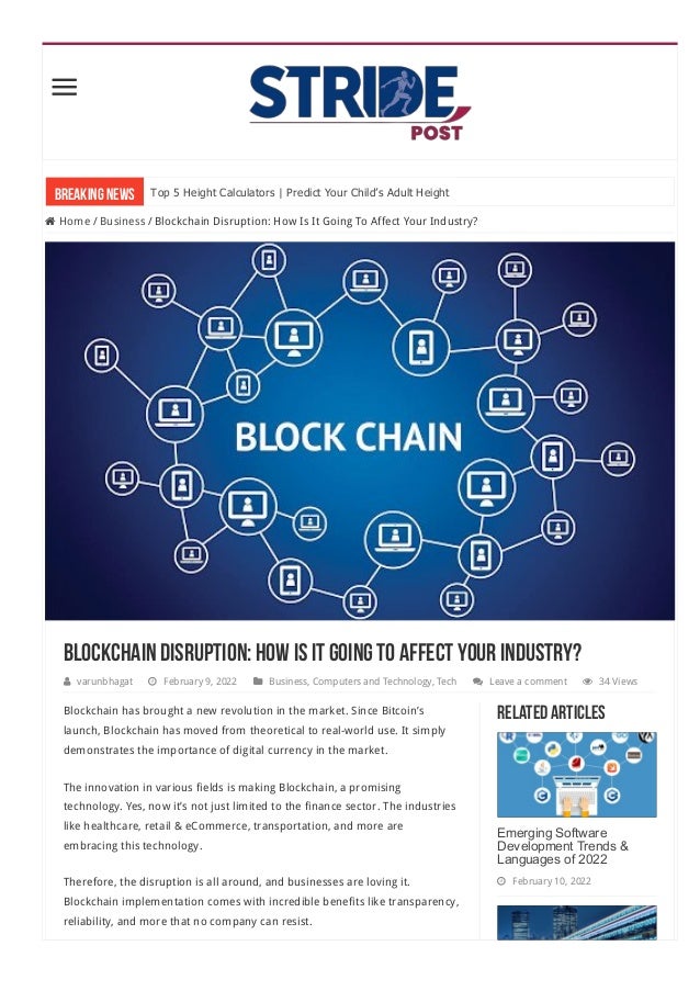 Blockchain Disruption: How Is It Going To Affect Your Industry? | PDF ...