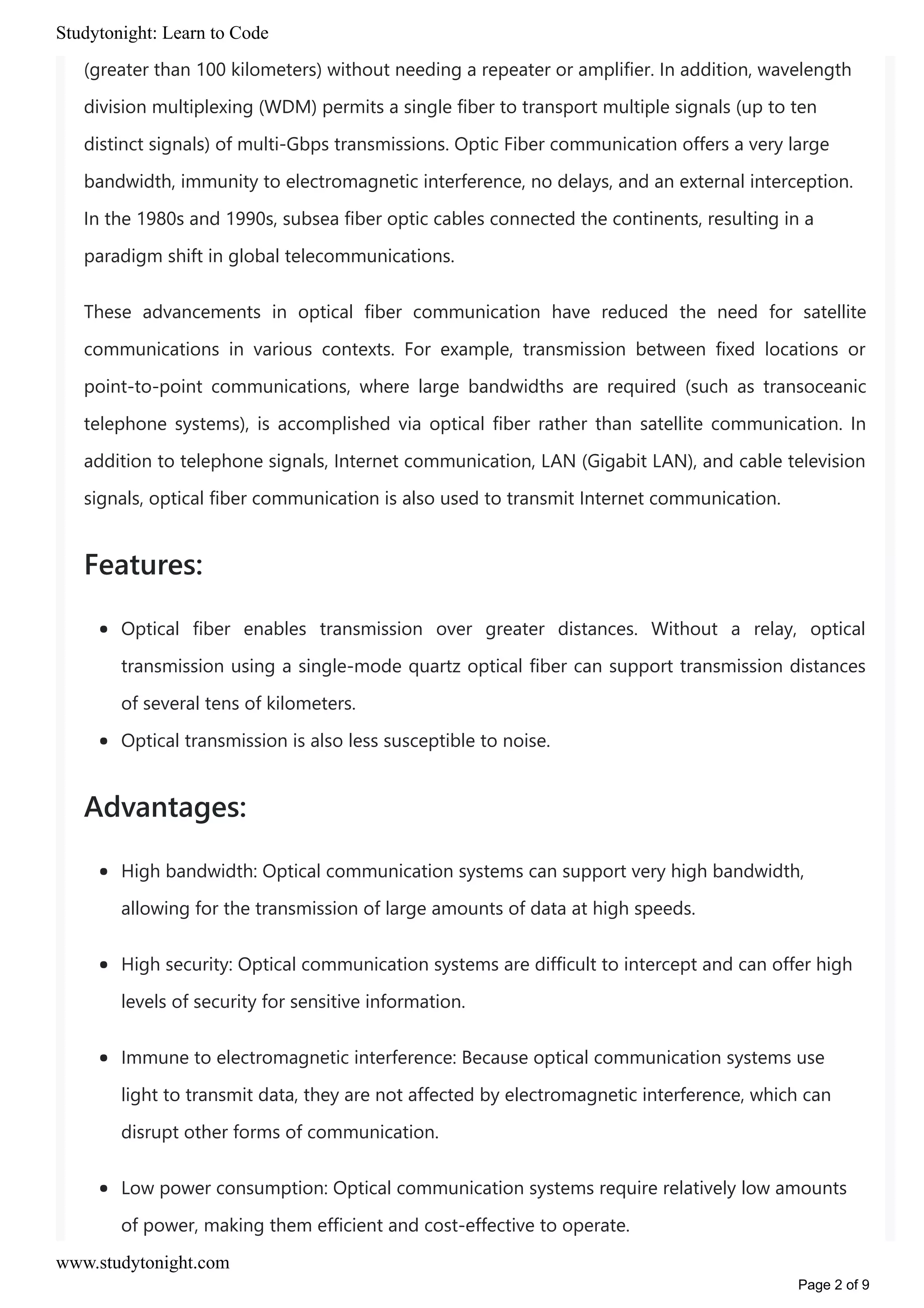 Difference between Optical Communication and Satellite Communication | PDF